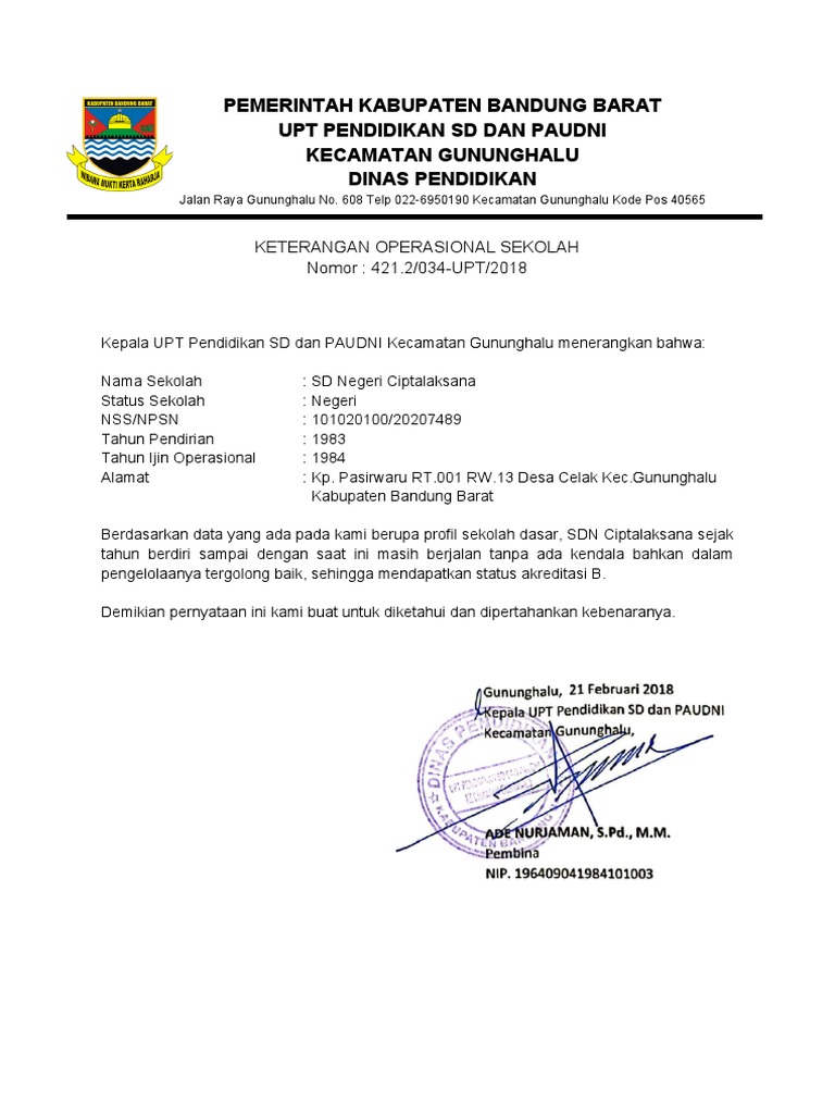 IJIN OPERASIONAL SD | PDF
