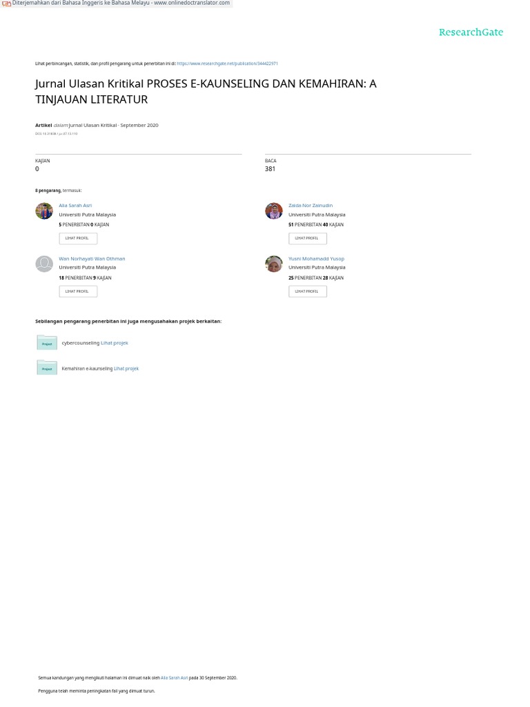 Asrietal.2020E COUNSELLINGPROCESSANDSKILL ALITERATUREREVIEW JCR713.en - Ms | PDF | Karier ...