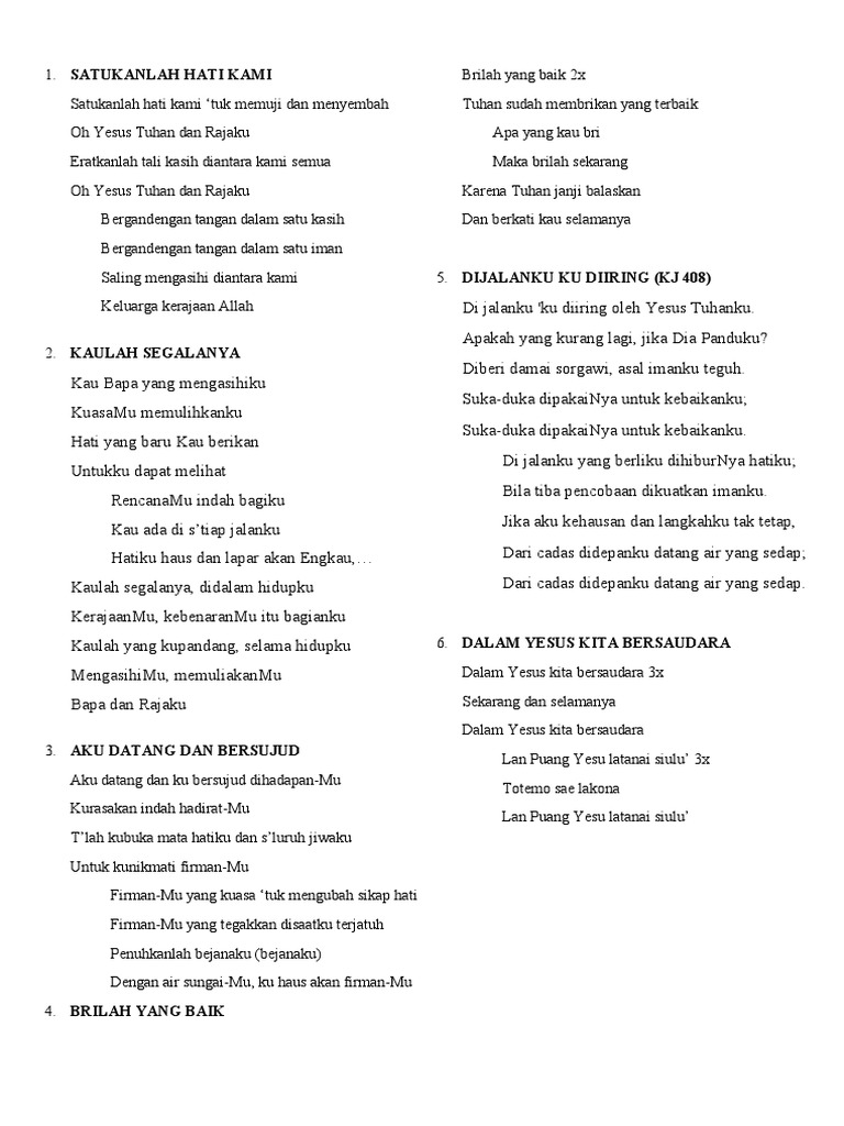 Satukanlah Hati Kami | PDF