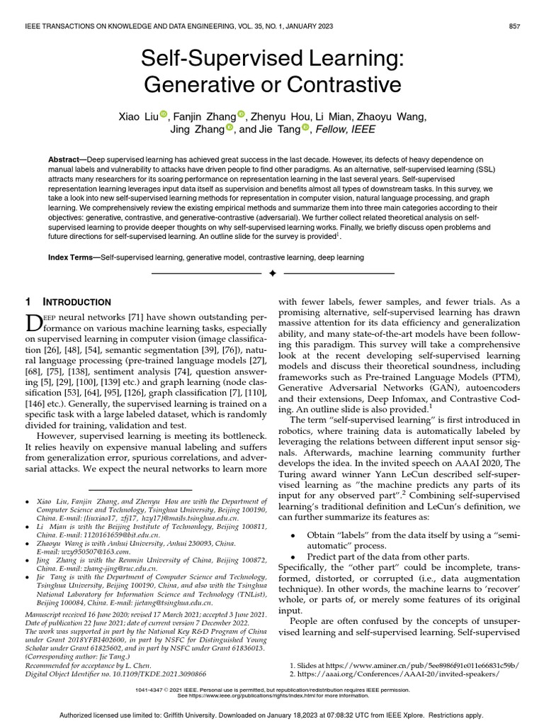 Self-Supervised Learning Generative or Contrastive | PDF | Artificial ...