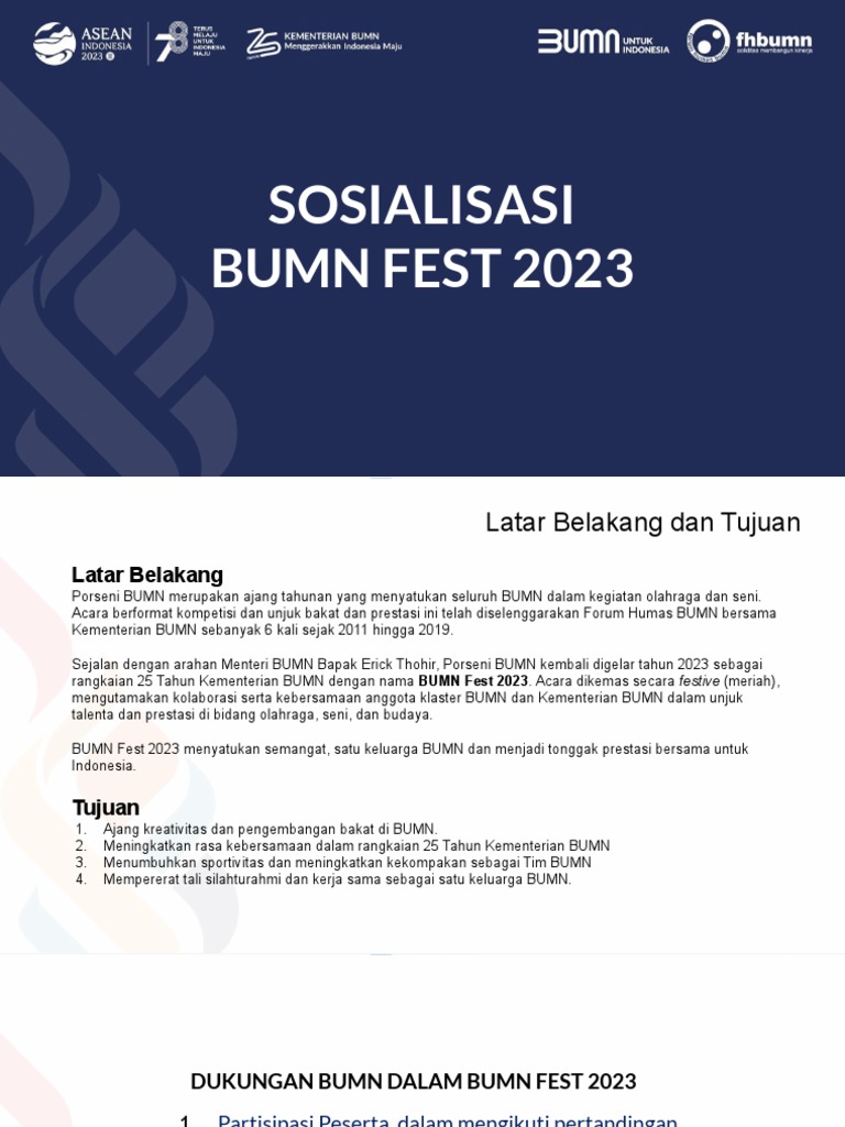 Sosialisasi Cabor & Seni Bumn Fest 2023 (27 Juni 2023) | PDF