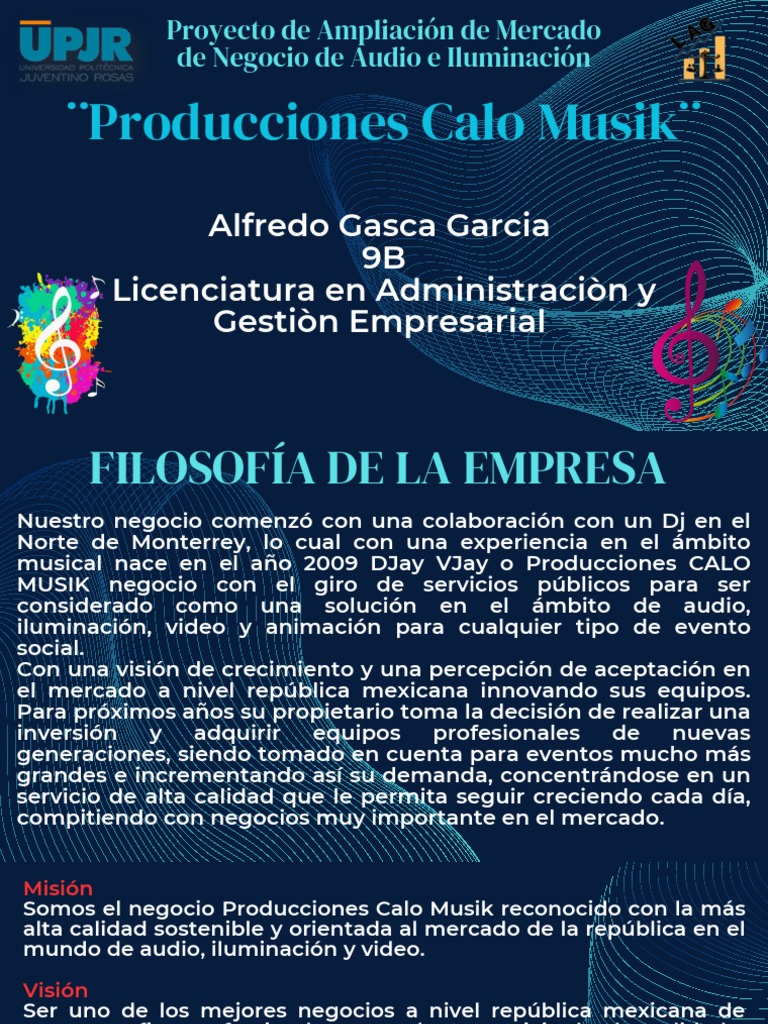 Proyecto de Audio e Iluminación Producciones CALO MUSIK | PDF | Marketing | Publicidad