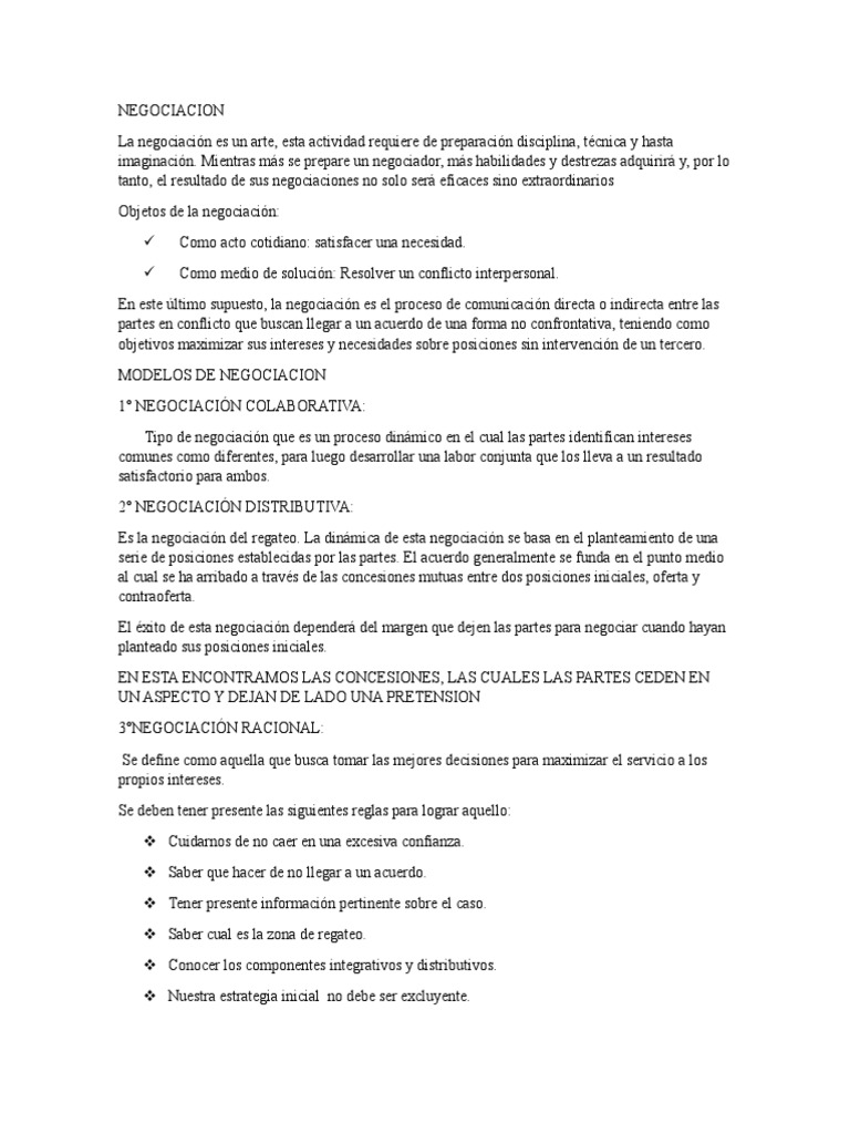 Ejemplos de Negociación Colaborativa | PDF | Negociación | Negociación