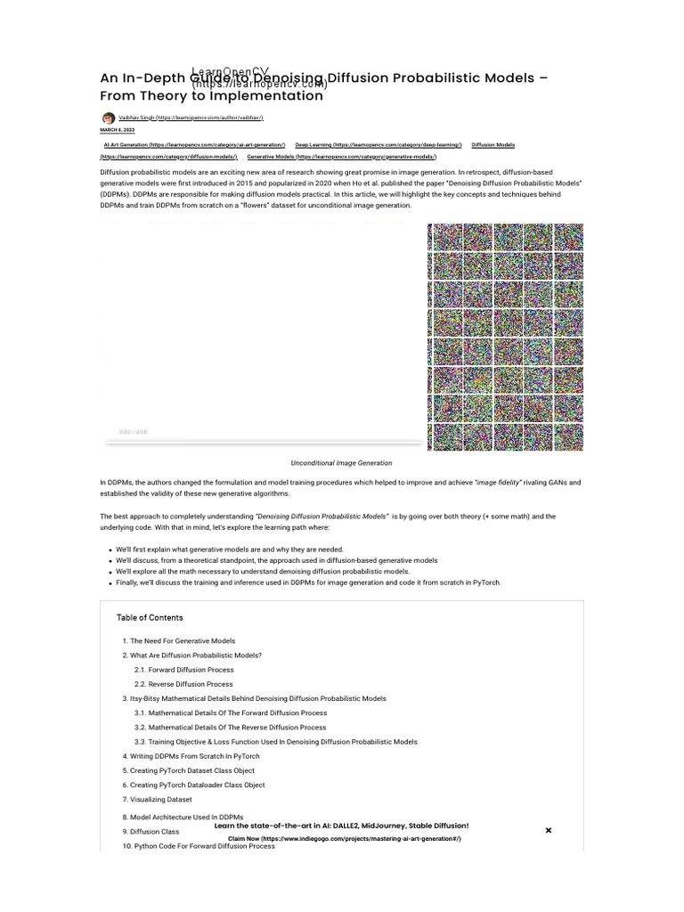 An In-Depth Guide To Denoising Diffusion Probabilistic Models - From ...