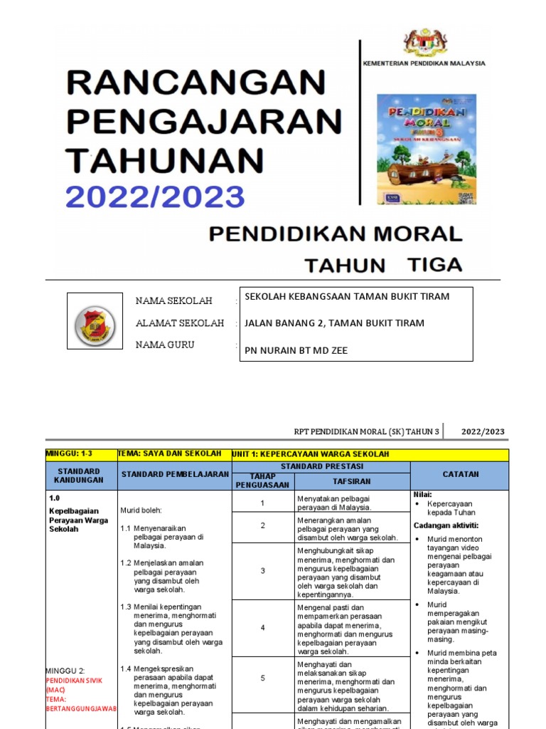 RPT PMRL THN 3 2022-2023 | PDF