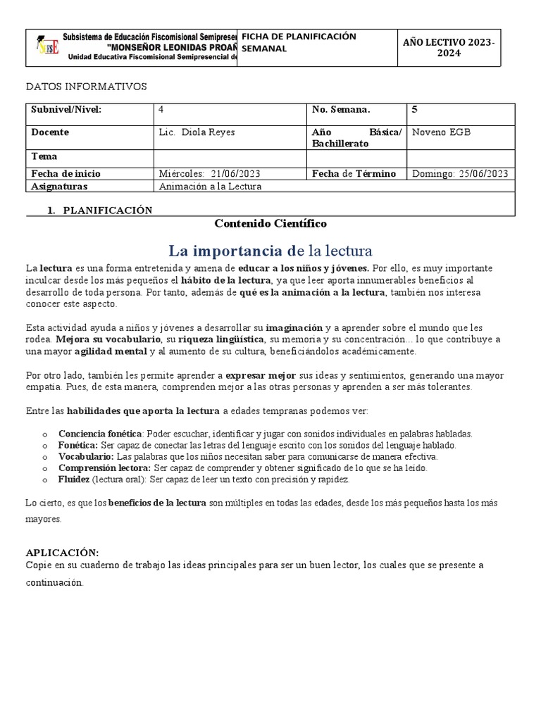 9no. EGB. Animacion A La Lectura 2 | PDF | Comprensión lectora | Comunicación humana