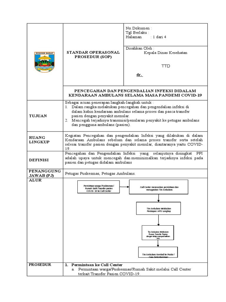 SOP Pencegahan Infeksi Di Ambulance | PDF | Sains & Matematika