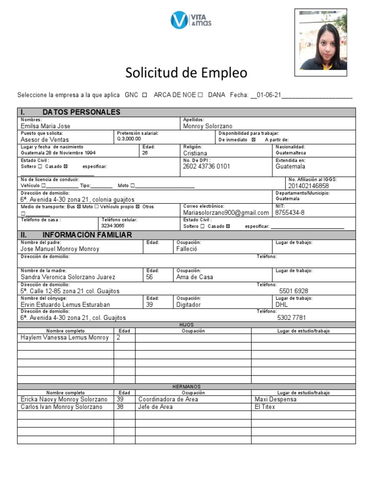 Solicitud de Empleo (2) | PDF