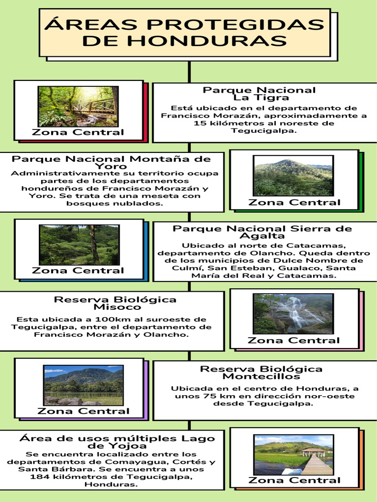 Infografía Sobre Áreas Protegidas de Honduras | PDF | Honduras | Geografía