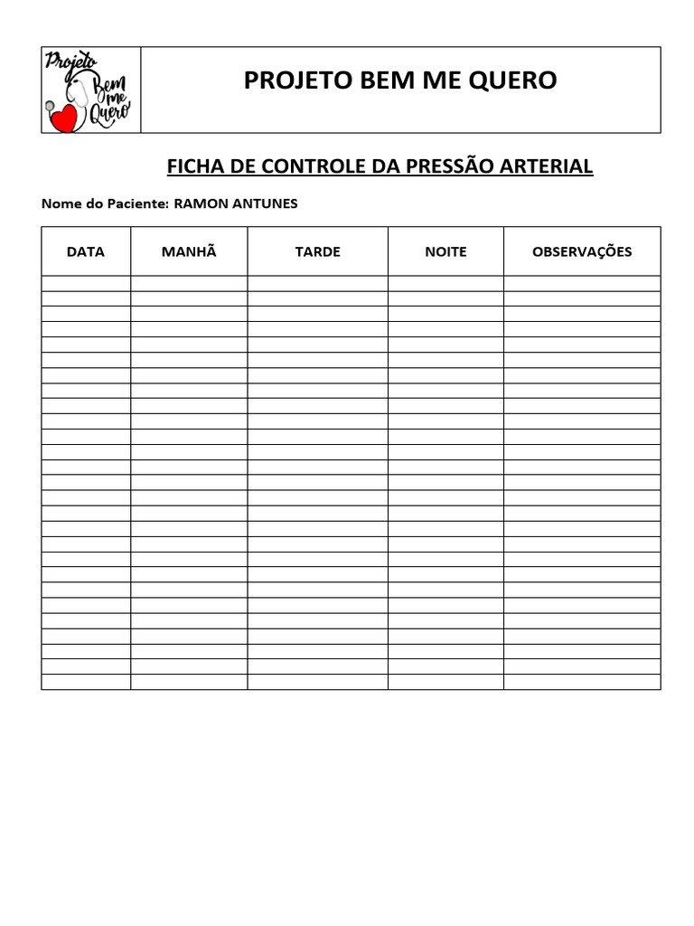 Ficha Controle Pressão Arterial | PDF