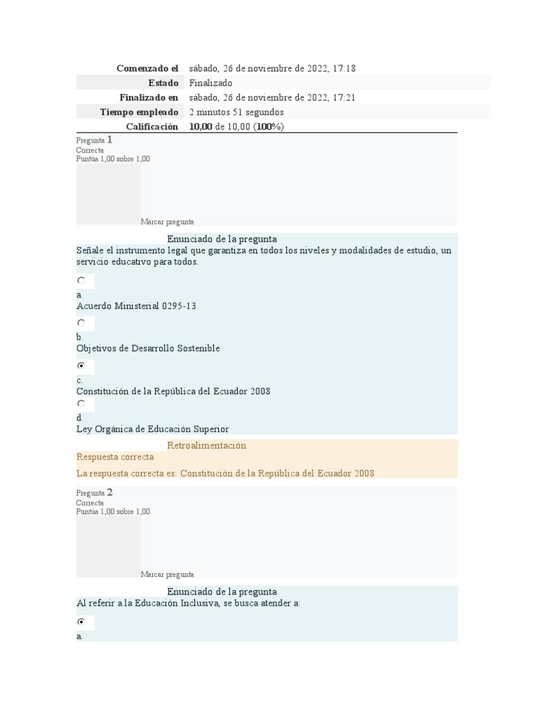 Test 1 | PDF | Inclusión (Educación)