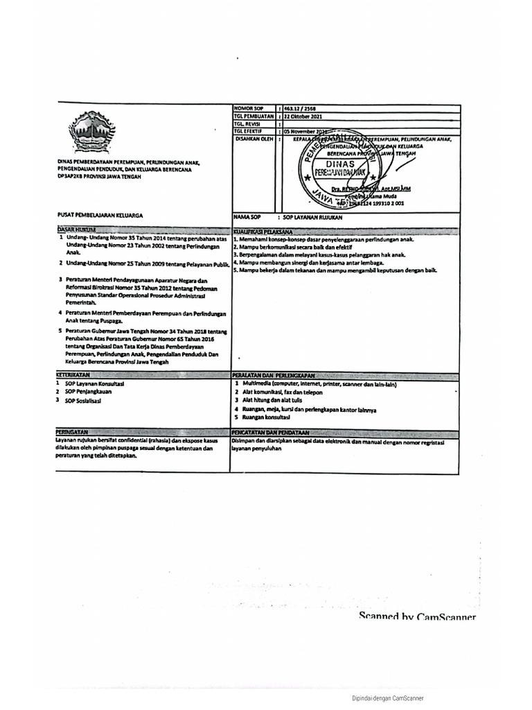 SOP Layanan Rujukan Puspaga | PDF