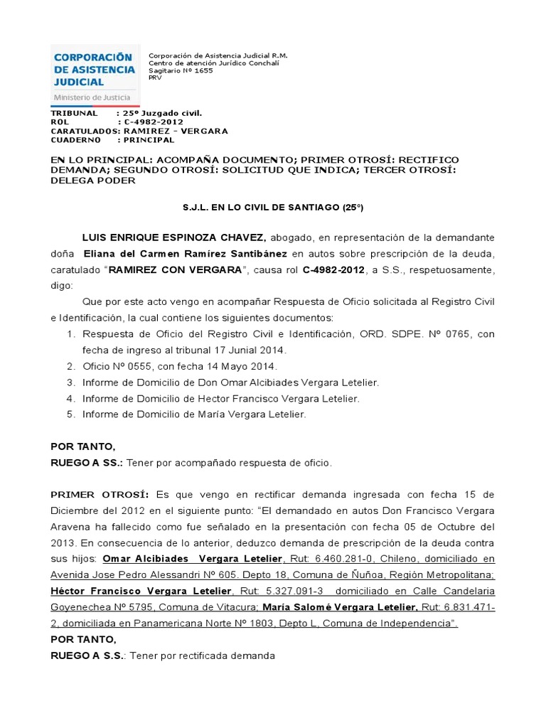 Acompaña Documentos, Rectifico Demanda | PDF | Gobierno