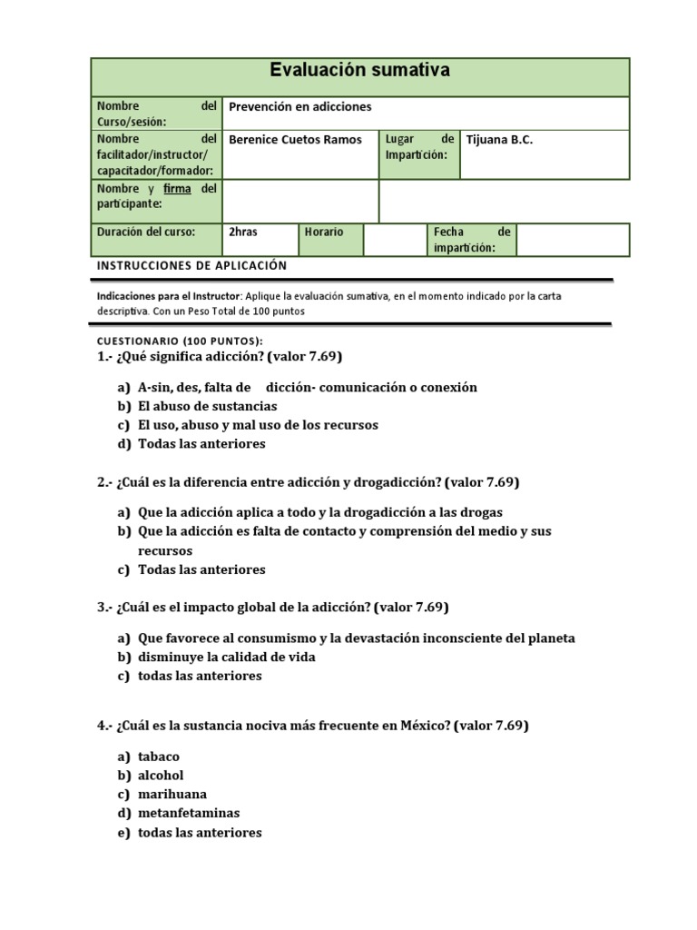 6 Evaluacion Sumativa | PDF | La dependencia de sustancias | Empatía
