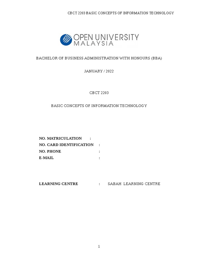 CBCT 2203 Basic Concepts of Information Technology New | PDF | Internet ...