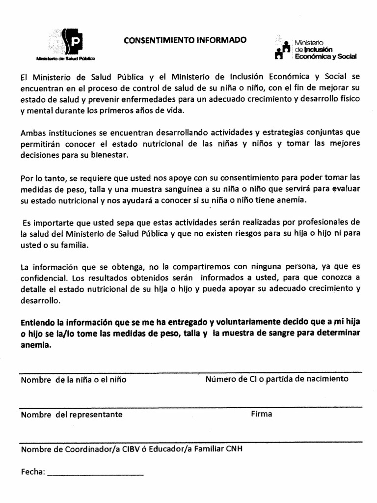 Consentimiento Informado MSP | PDF