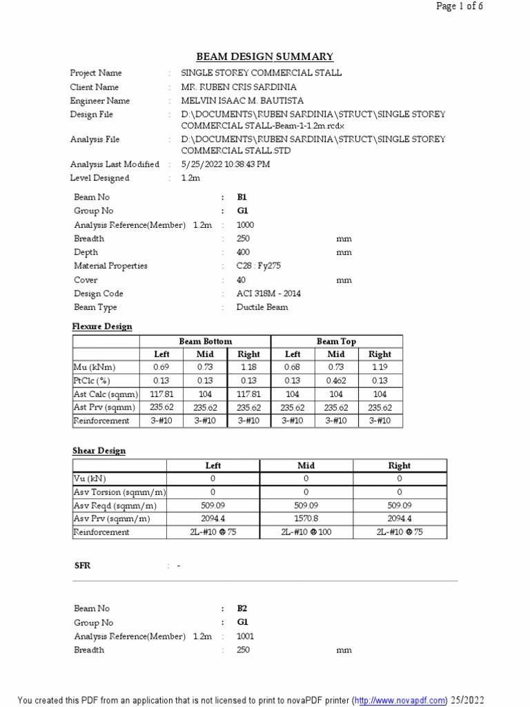 Gbeam Design Cal PDF | PDF | Beam (Structure) | Bending