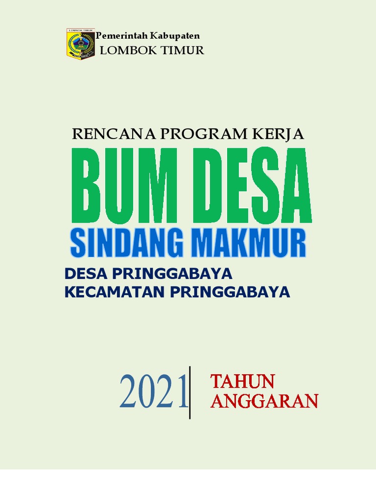 Rencana Kerja BUMDes 2021 Pringgabaya | PDF