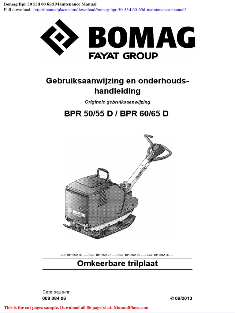 Bomag BPR 50 55d 60 65d Maintenance Manual | PDF