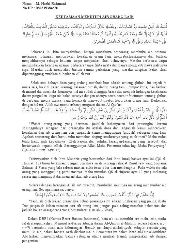 Keutamaan Menutup Aib Orang Lain | PDF | Agama & Spiritualitas