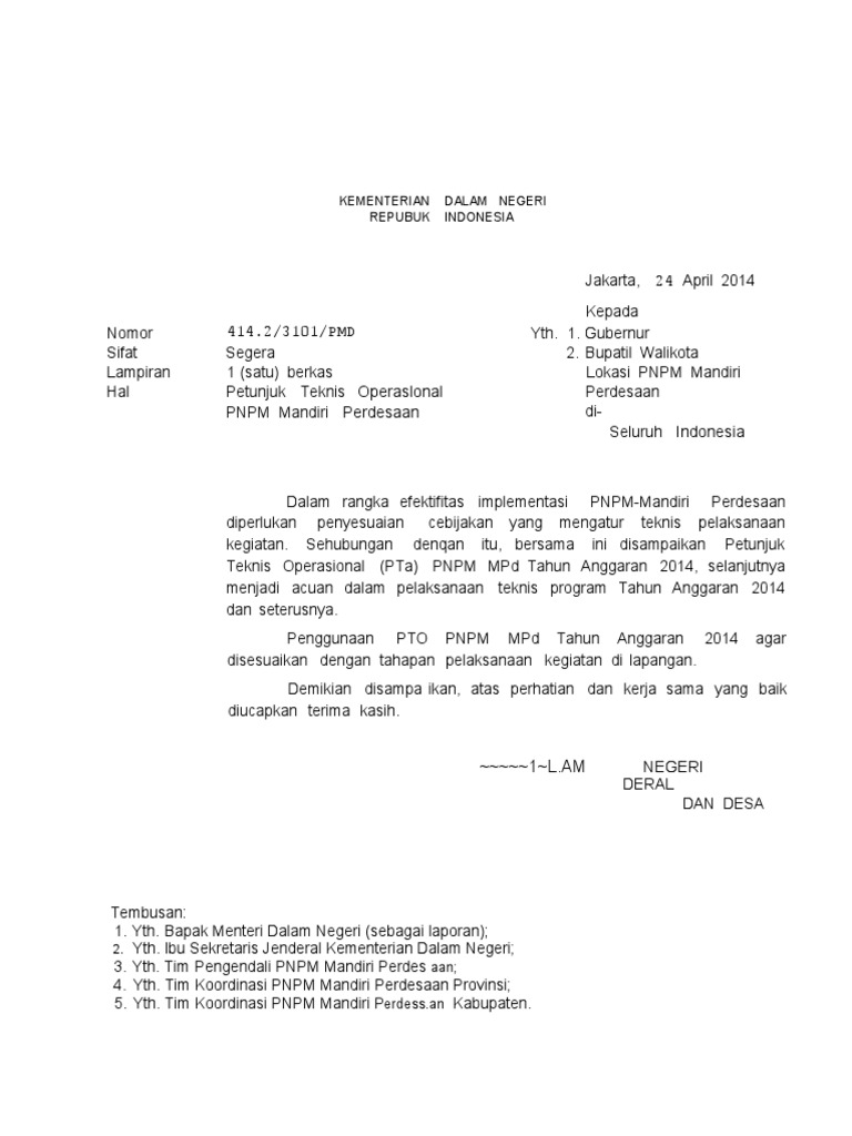 00 - Surat PMD - Pto PNPM MPD | PDF