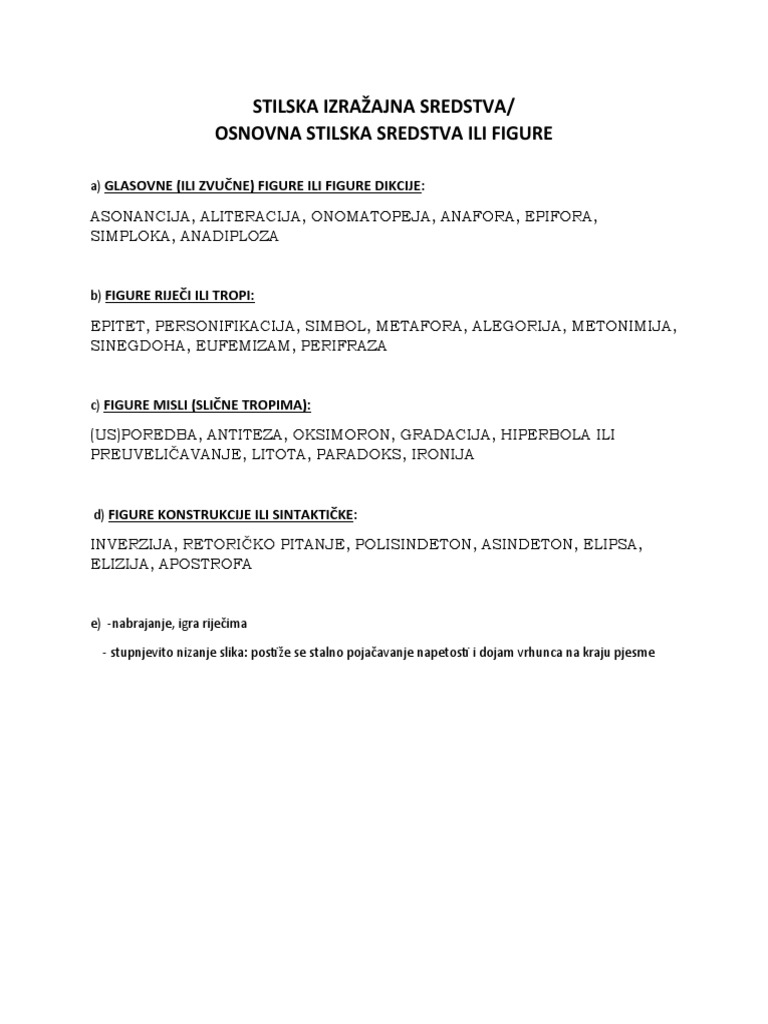 Stilska Izražajna Sredstva | PDF