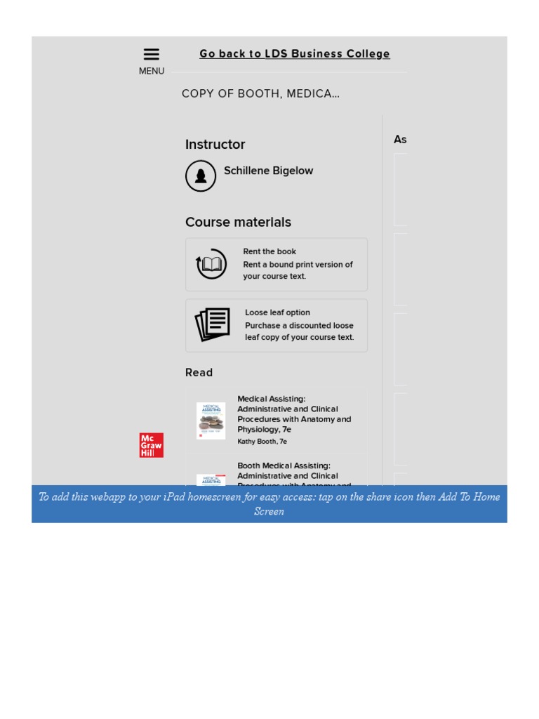 Class Copy of Booth, Medical Assisting, 7e - Prebuilt Instructor Course ...