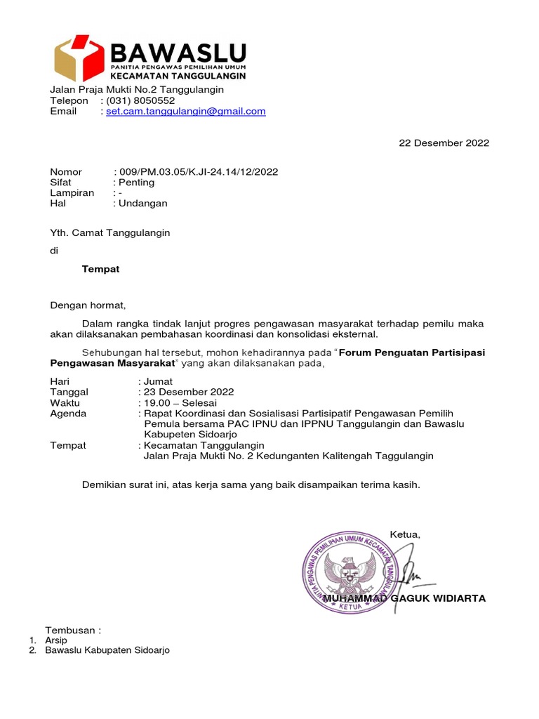 Contoh Undangan Untuk Camat | PDF