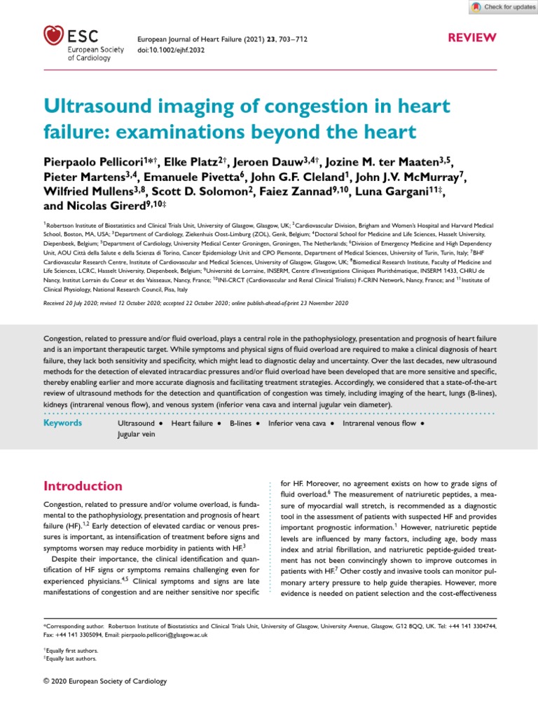 Ultrasound Imaging of Congestion in Heart Failure Examinations Beyond ... Ultrasound Imaging of Congestion in Heart Failure Examinations Beyond ...