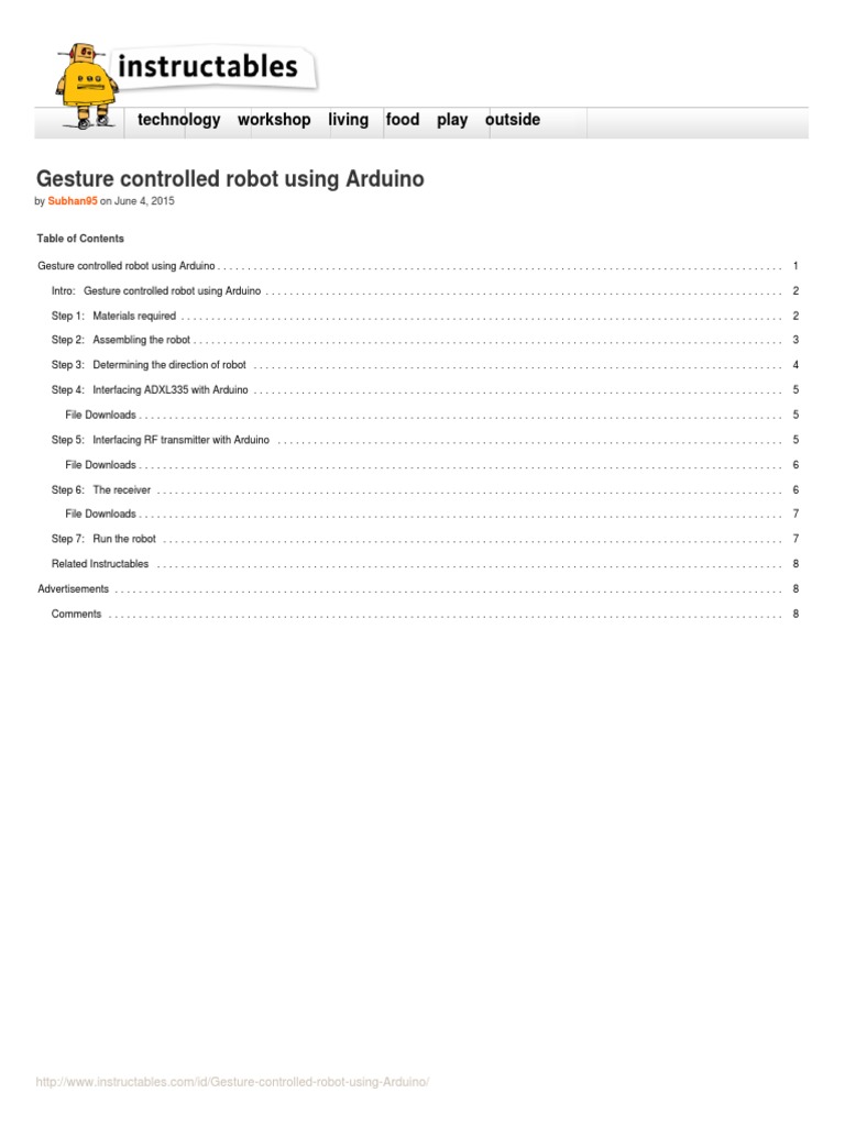 Gesture Controlled Robot Using Arduino | PDF | Arduino | Electrical ...