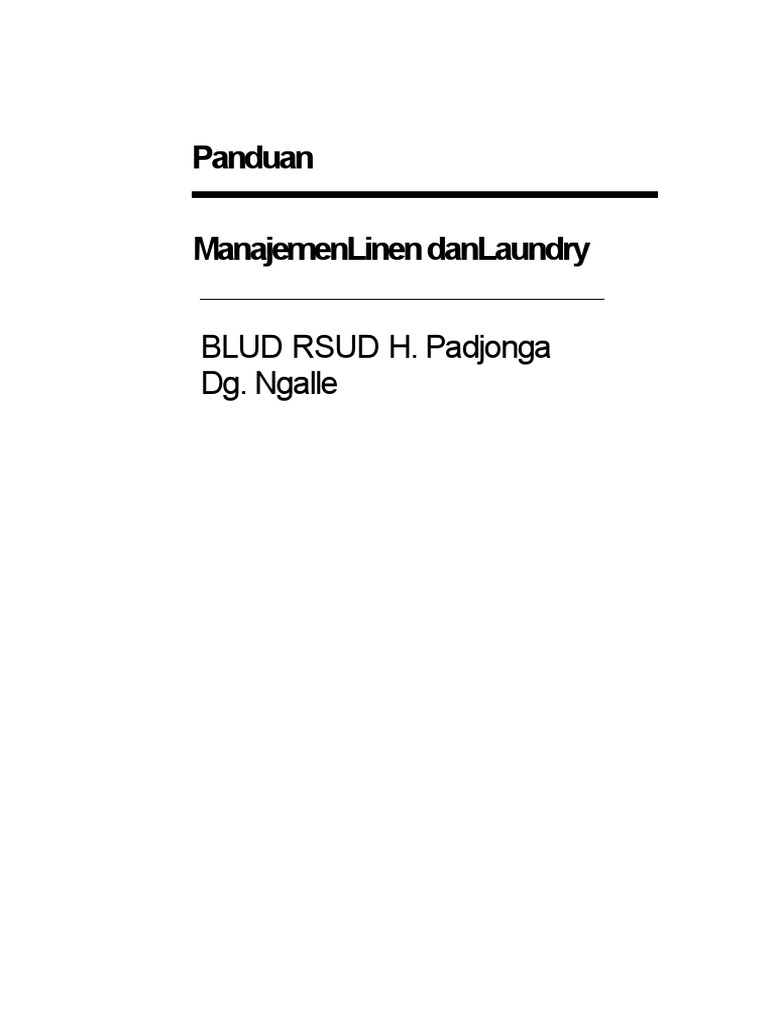 Panduan Manajemen Linen Dan Laundry | PDF