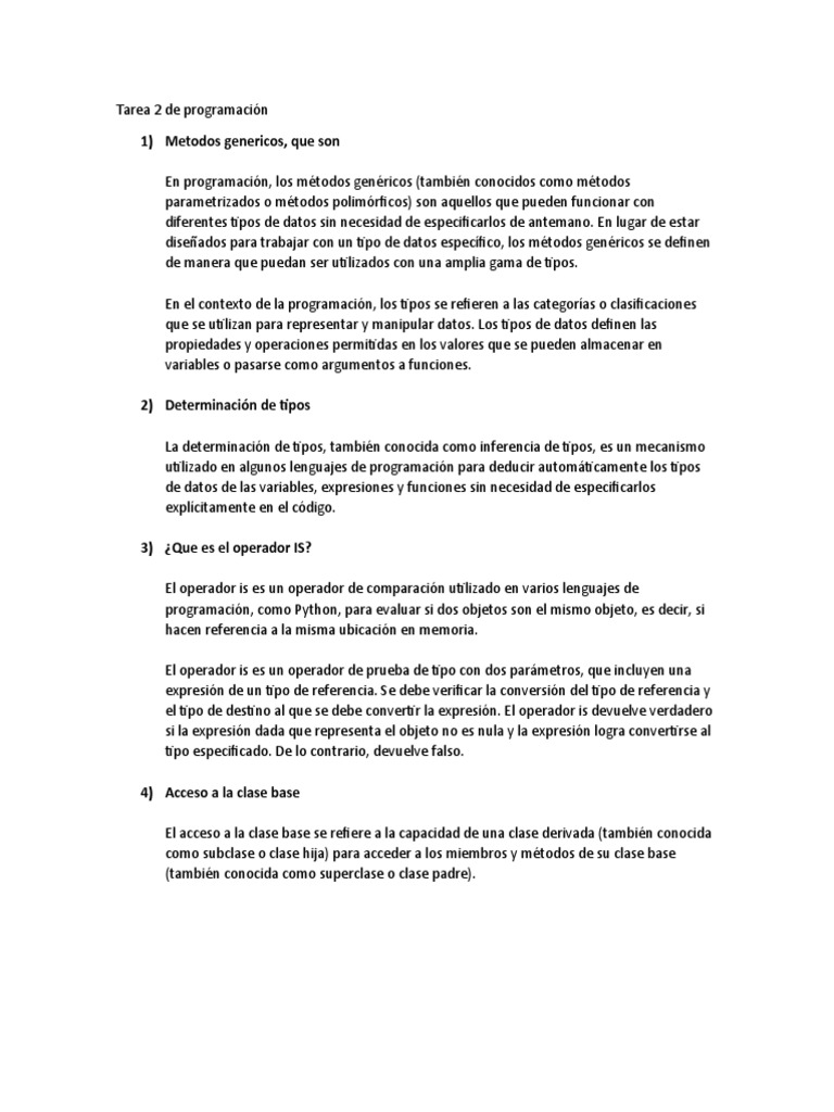 Tarea 2 de Programacion | PDF | Objeto (informática) | Clase (Programación informática)