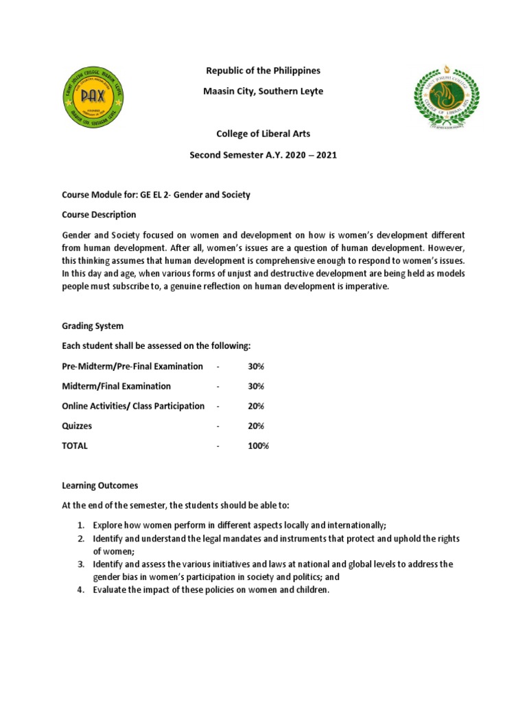 Gender And Society Module 1 2 4 Pdf Gender Gender Studies