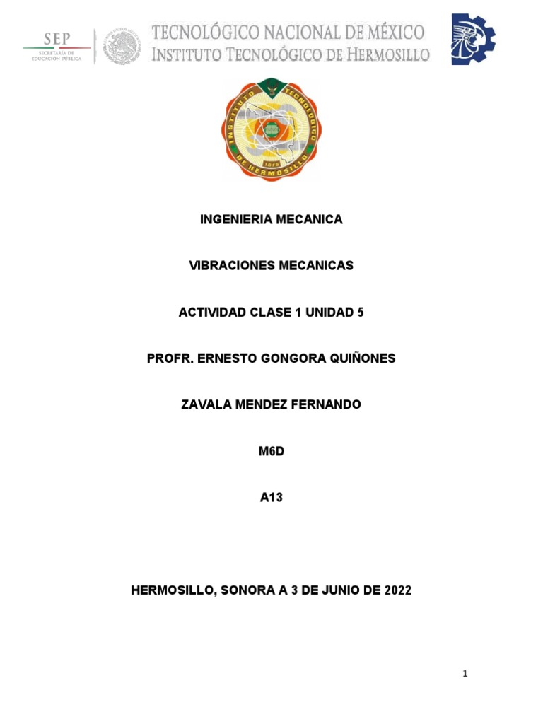 Vibraciones Trab Final | PDF | Resonancia | Rodamiento (Mecánico)