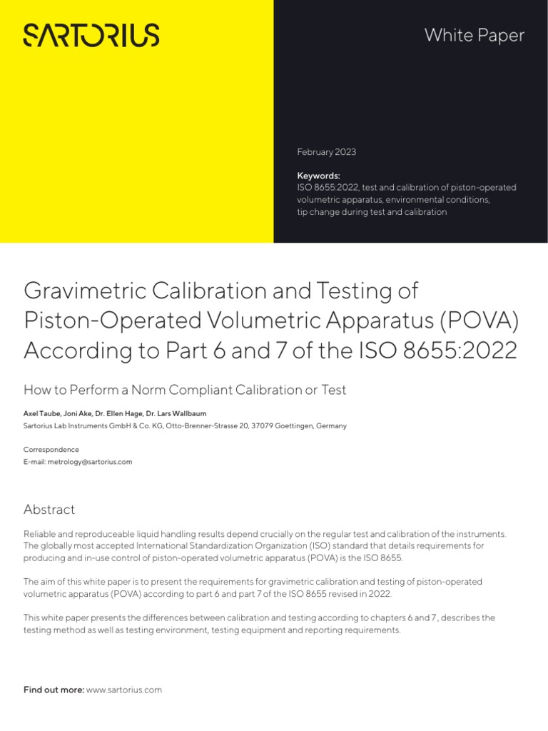 Gravimetric Calibration Testing Pova Iso8655 White Paper en 1 Data ...