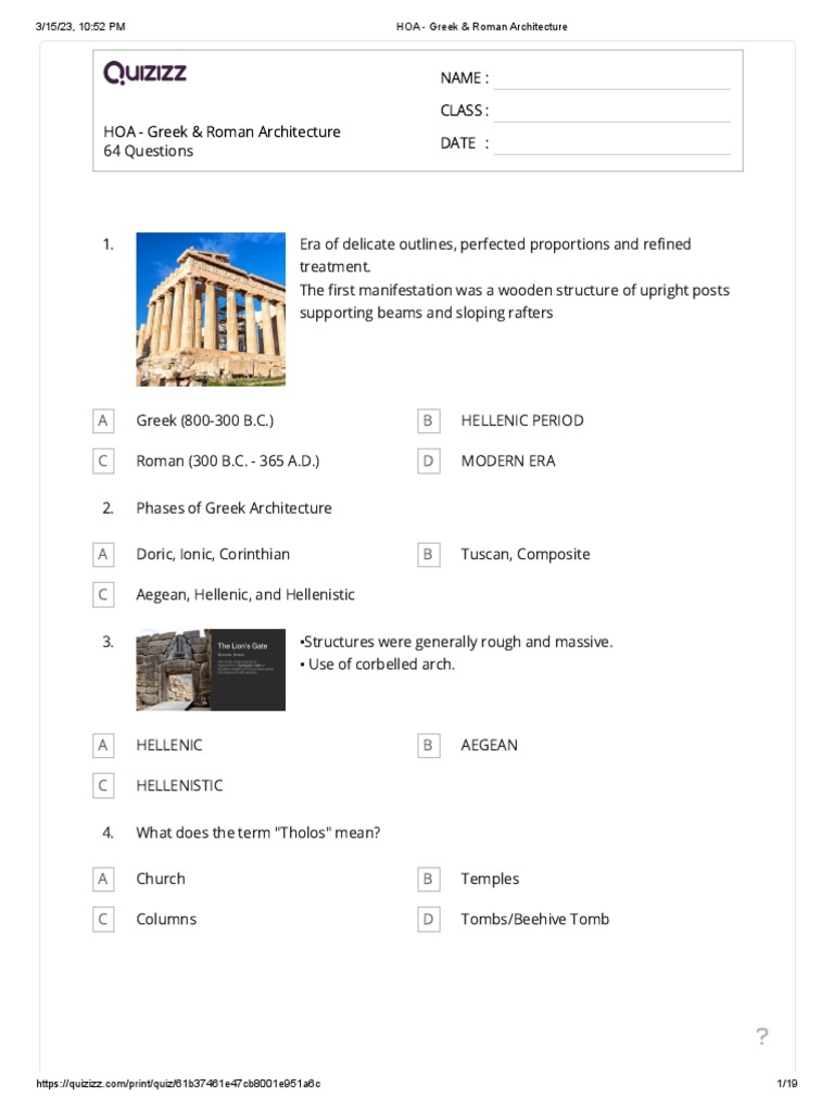 Hoa Greek Roman Architecture Pdf Column Classical Antiquity