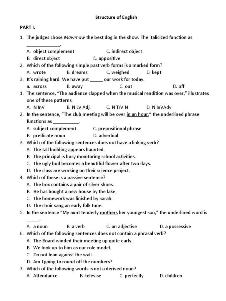 Review Structure of English | PDF | Verb | Clause