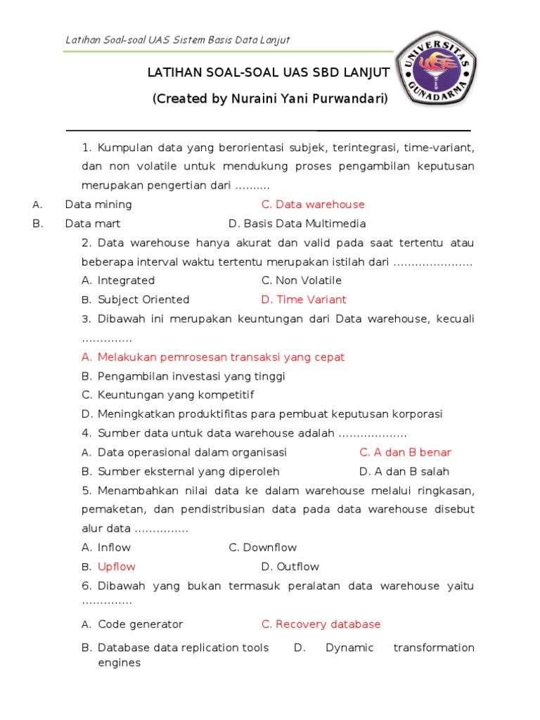 Latihan Soal Uas SBD Ban | PDF | Teknologi & Rekayasa