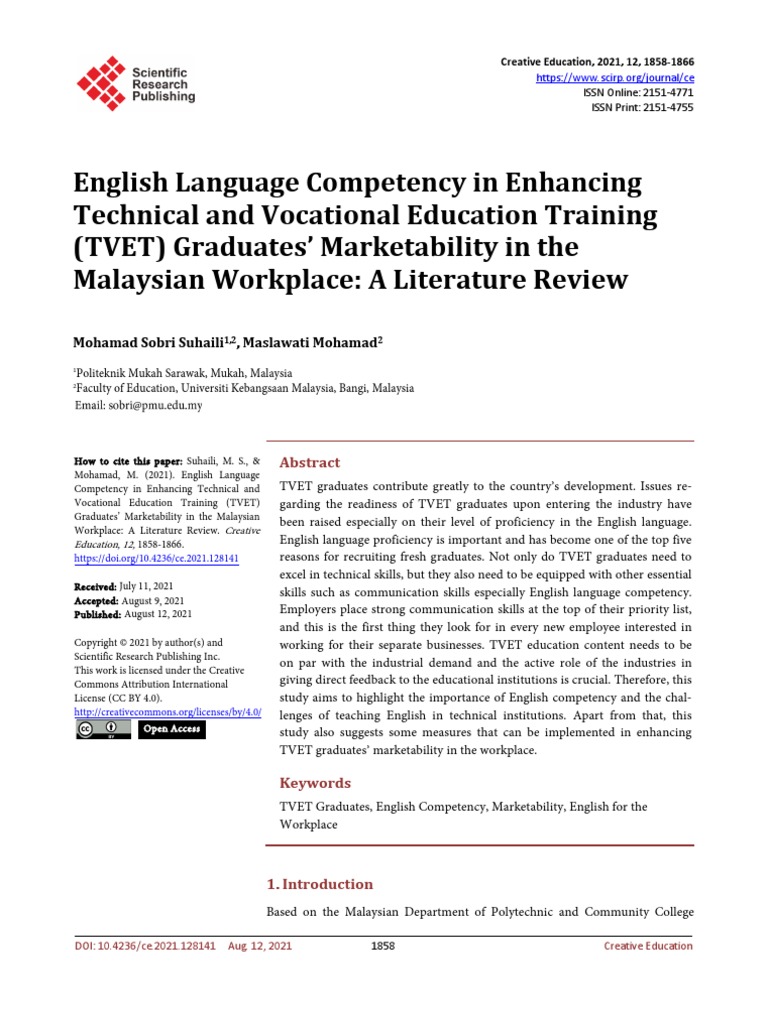 English Language Competency in Enhancing | PDF | Vocational Education ...