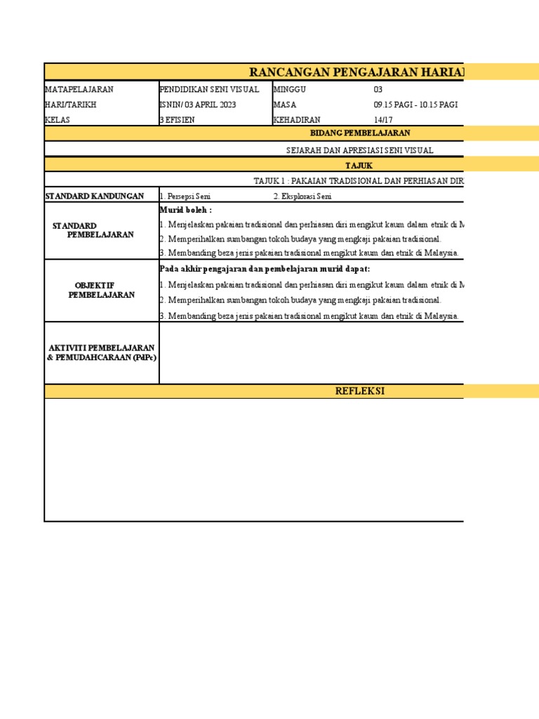 Template RPH Excel | PDF