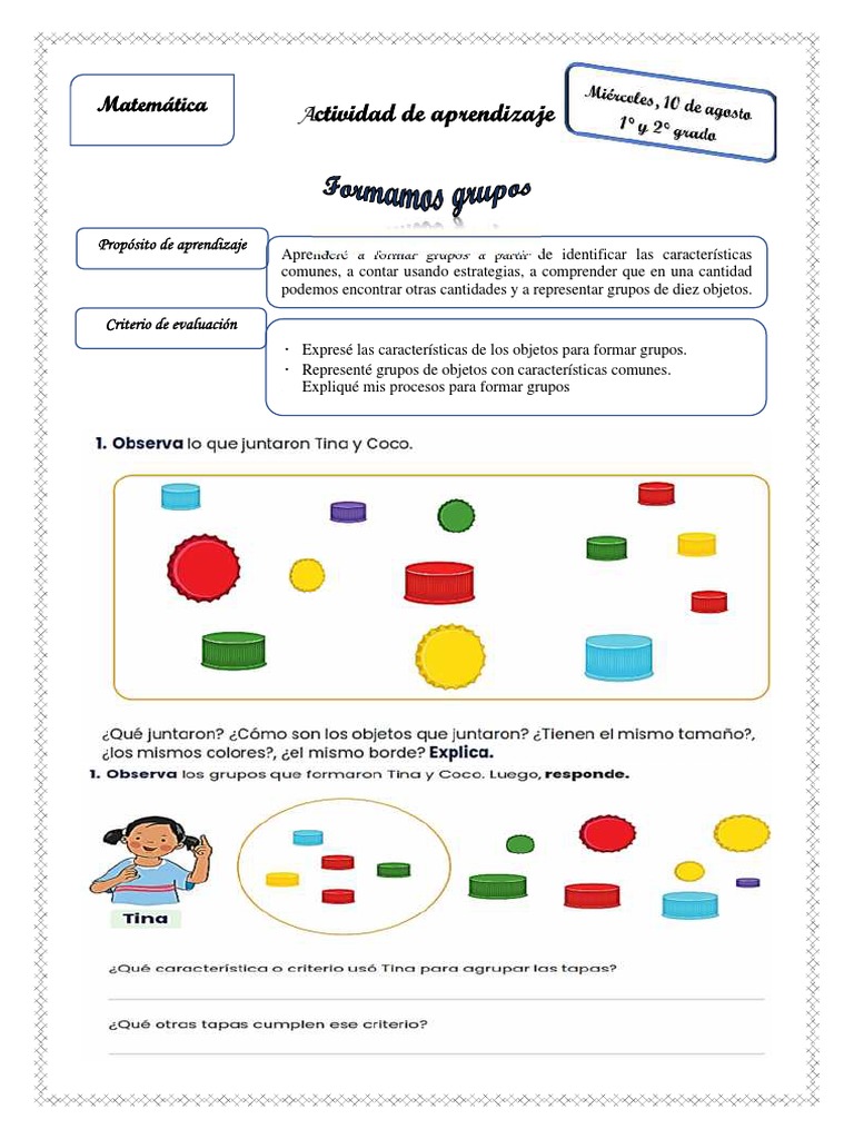 Actividad 1 matemática - 1° y 2° grado | PDF