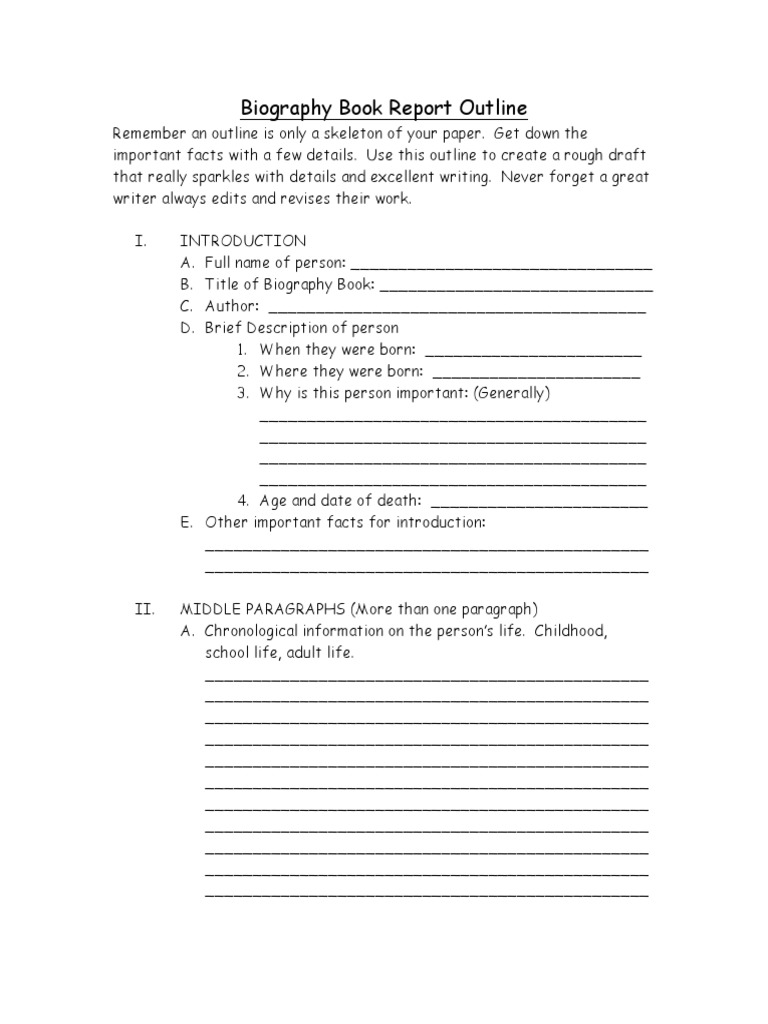 Biography-Book-Report-Outline | PDF