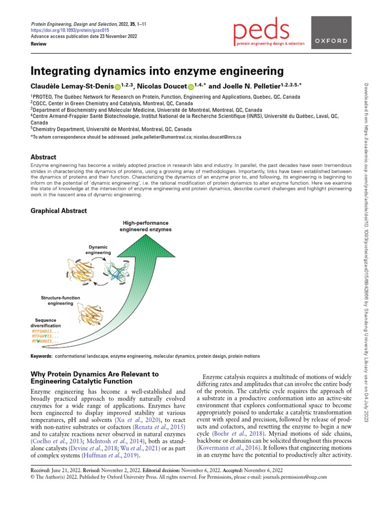 Integrating Dynamics Into Enzyme Engineering | PDF | Enzyme | Active Site