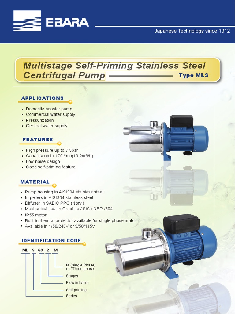 Ebara Mls 0122 | Download Free PDF | Pump | Equipment