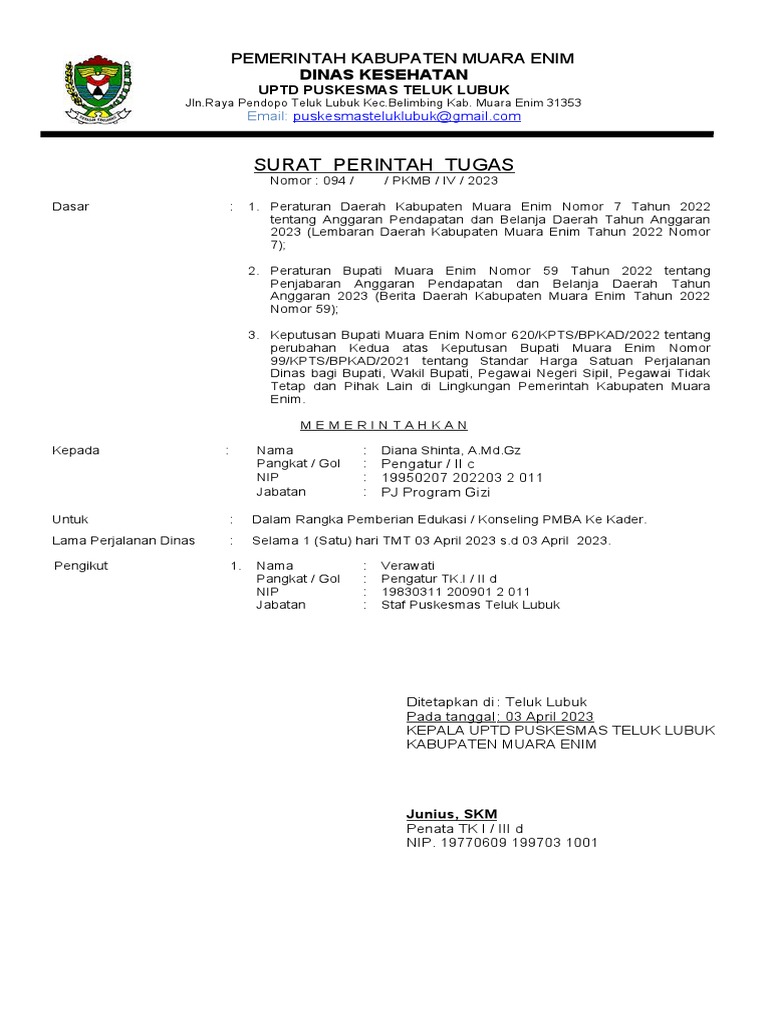 Contoh SPJ Perjalanan Dinas Puskesmas | PDF