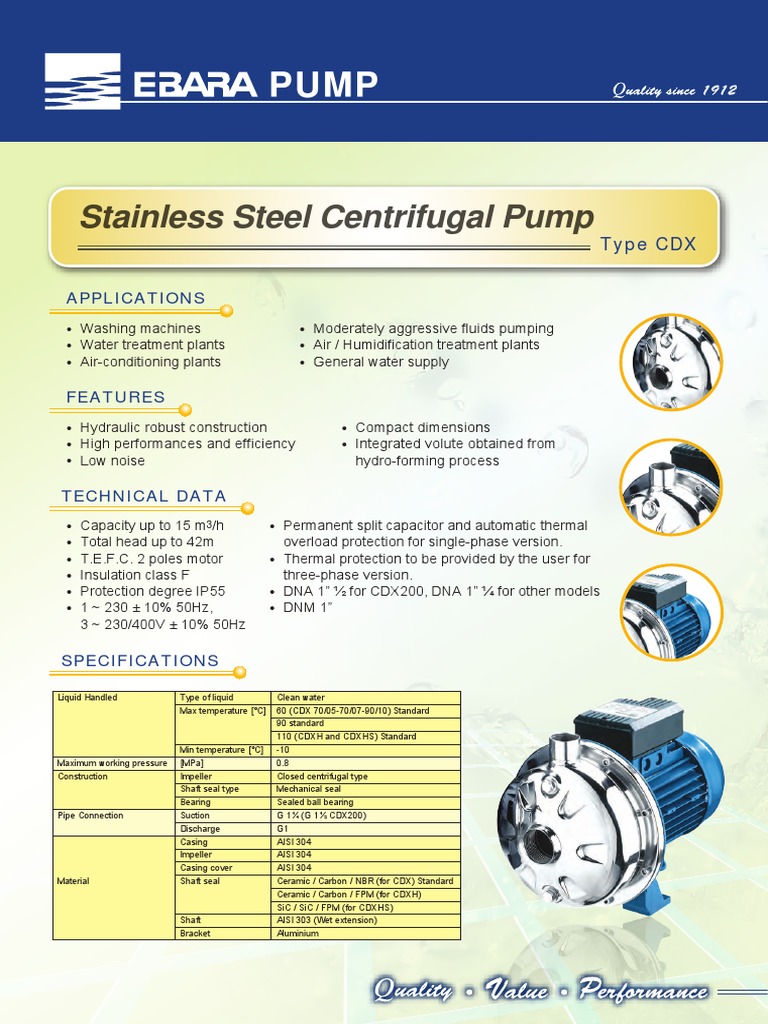 CDX Catalogue | PDF | Pump | Mechanical Engineering