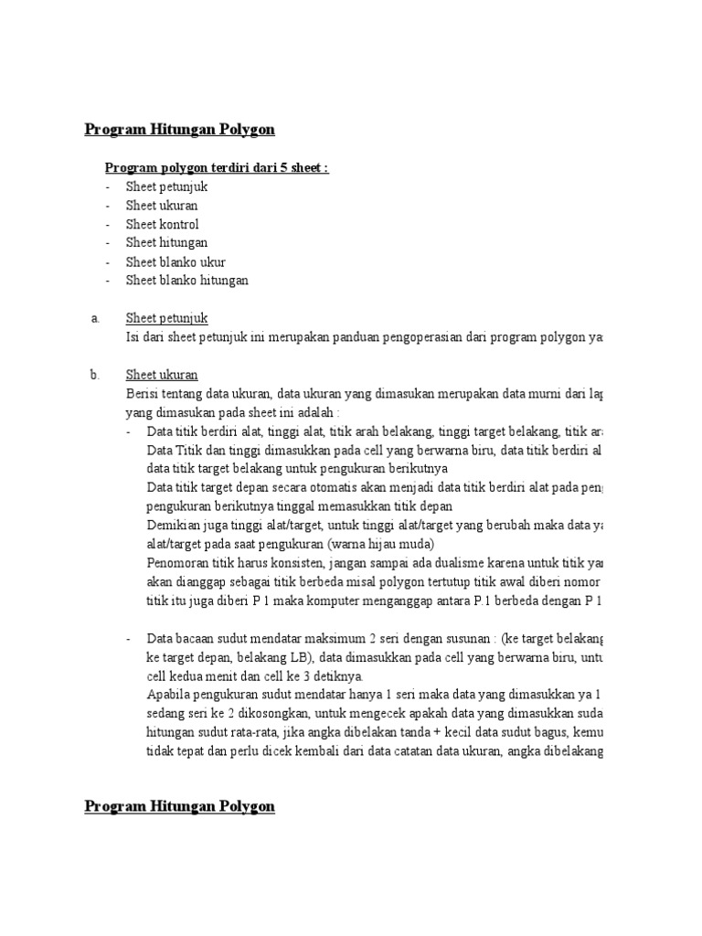Panduan Program Hitungan Polygon | PDF | Metode & Bahan Ajar