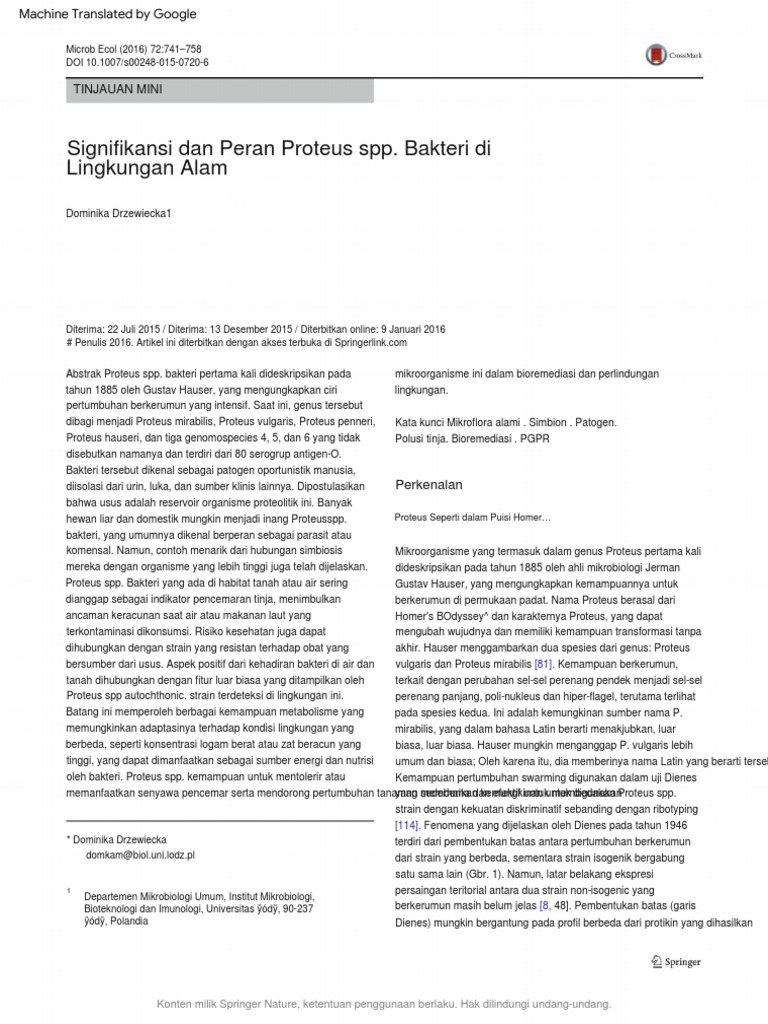 Significance And Roles Of Proteus Spp Bacteria In Pdf