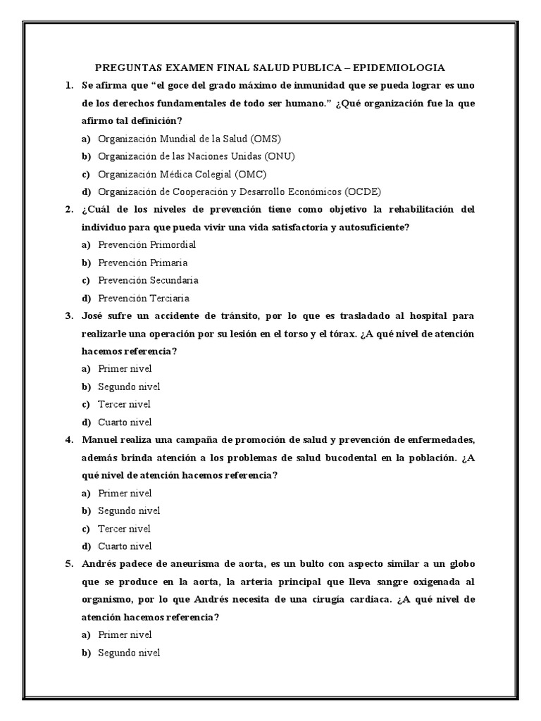 Preguntas Salud Publica - Epidemiologia | PDF | Epidemiología | Discriminación y relaciones raciales