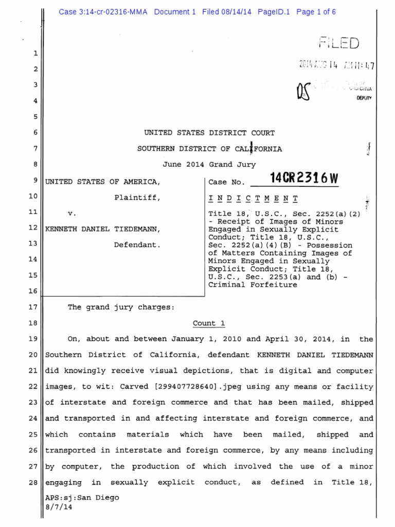 Tiedemann Indictment | PDF | Common Law | Justice